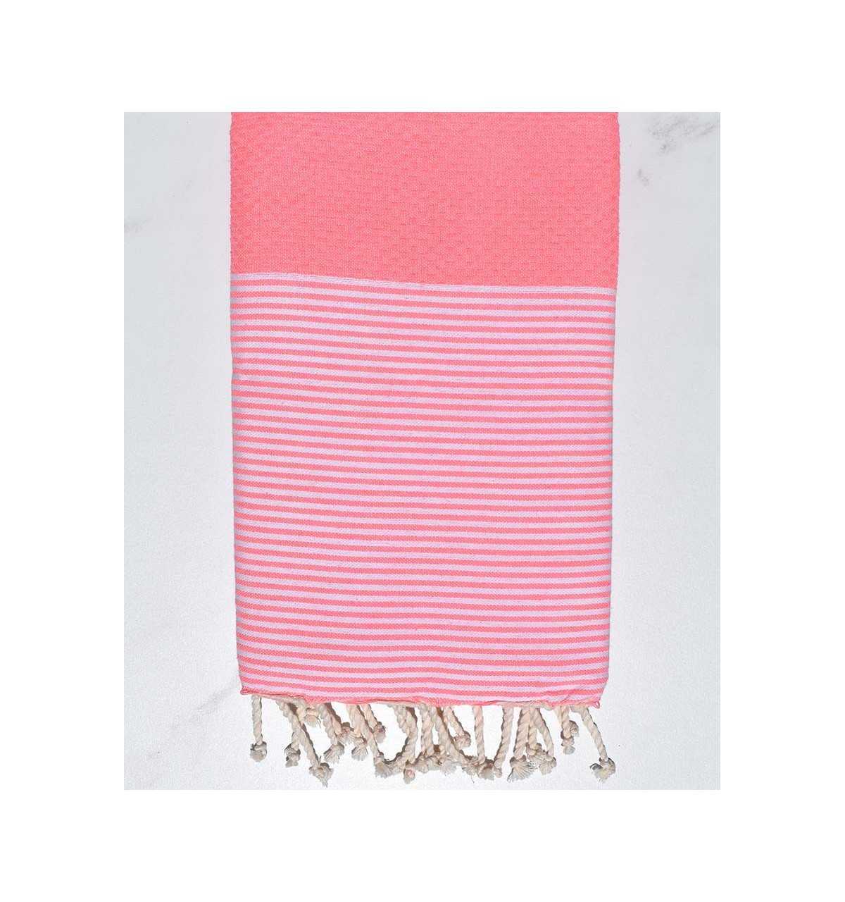 Telo mare nido d'ape rosa vivo - FOUTA TUNISIA