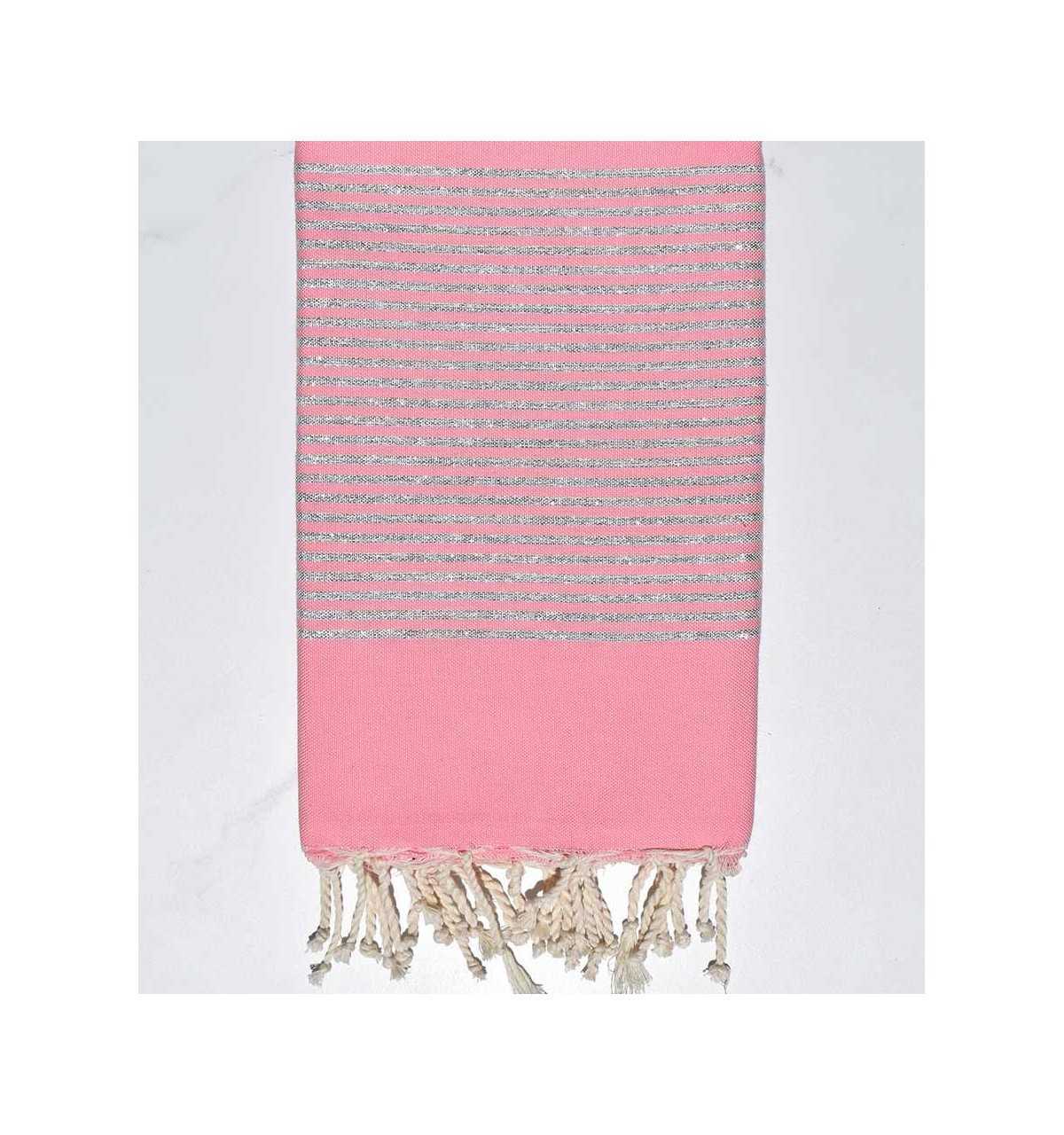 Telo mare lurex rosa chiaro - FOUTA TUNISIA
