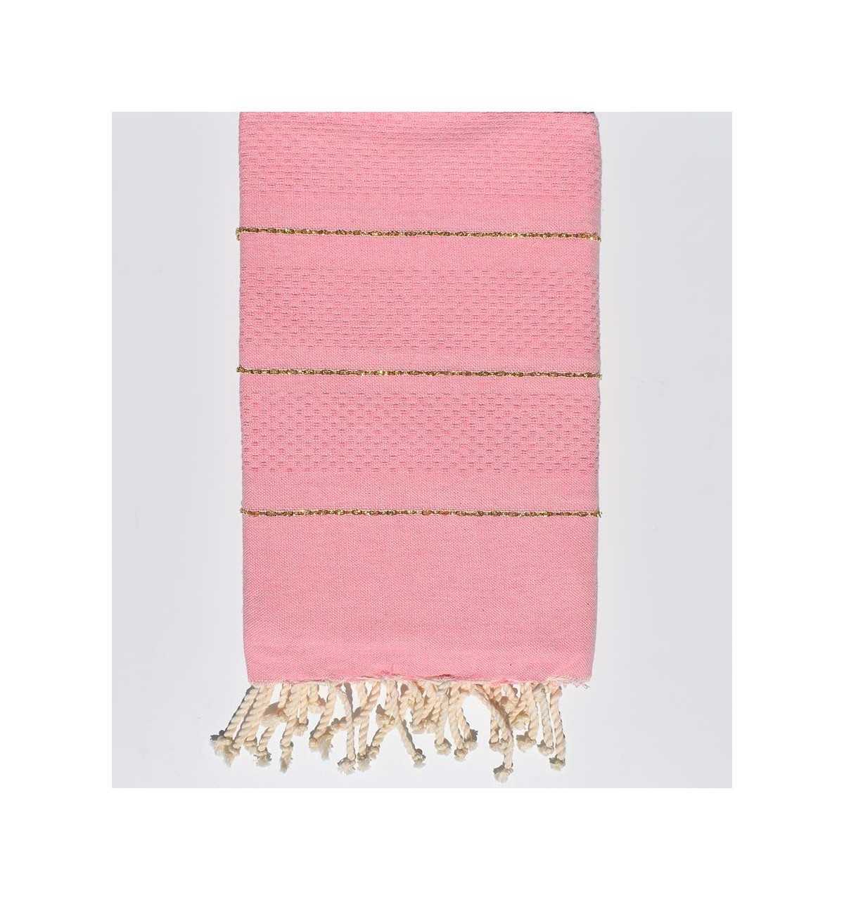 Telo mare nido d'ape rosa chiaro con lurex - FOUTA TUNISIA
