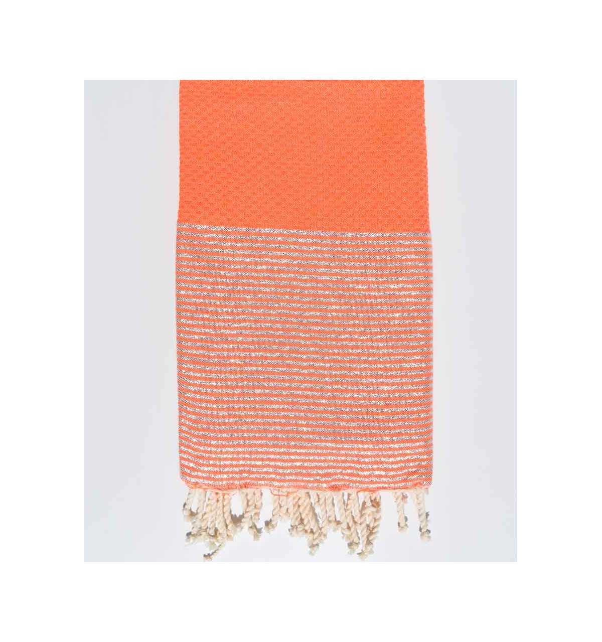 Telo mare nido d'ape corallo con lurex 100x200 cm - 100 % Cotone ...