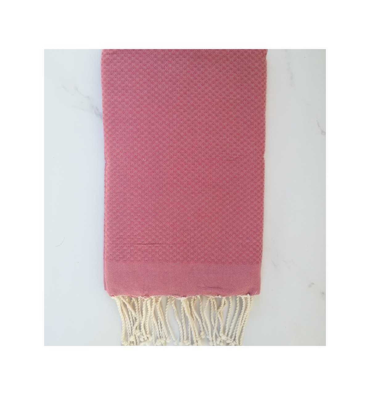 Telo mare tinta unita rosa medio - FOUTA TUNISIA