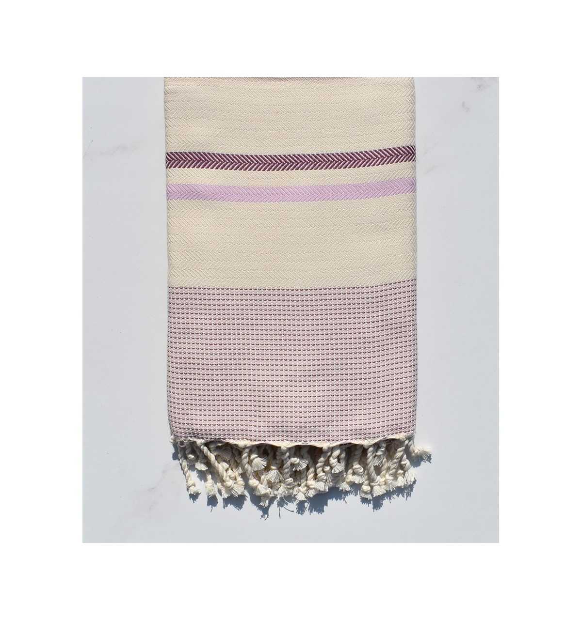 Telo mare crema, rosa chiaro e viola 100x200 cm - 100 % Cotone - FOUTA ...