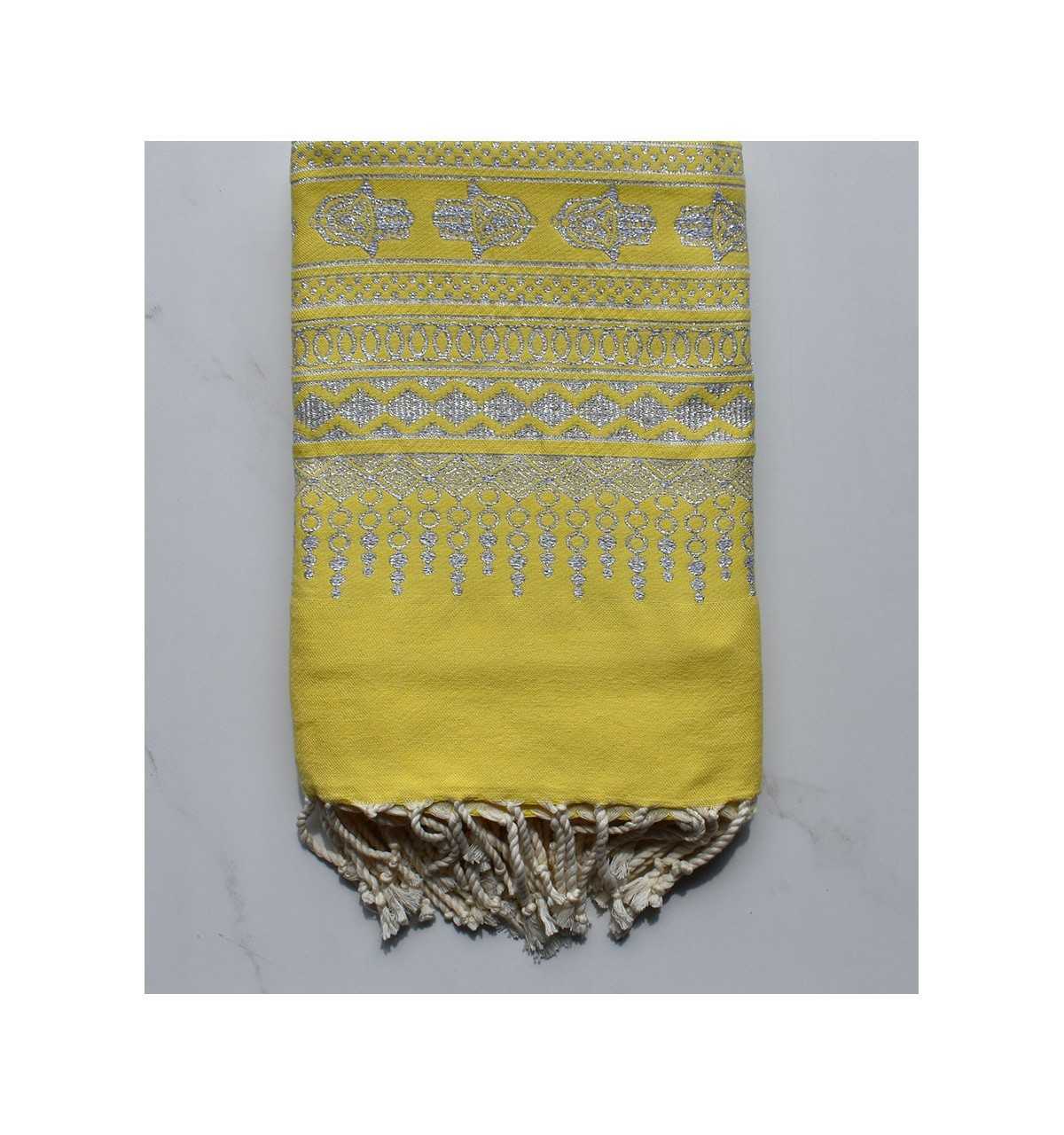 Fouta khomsa giallo - FOUTA TUNISIA