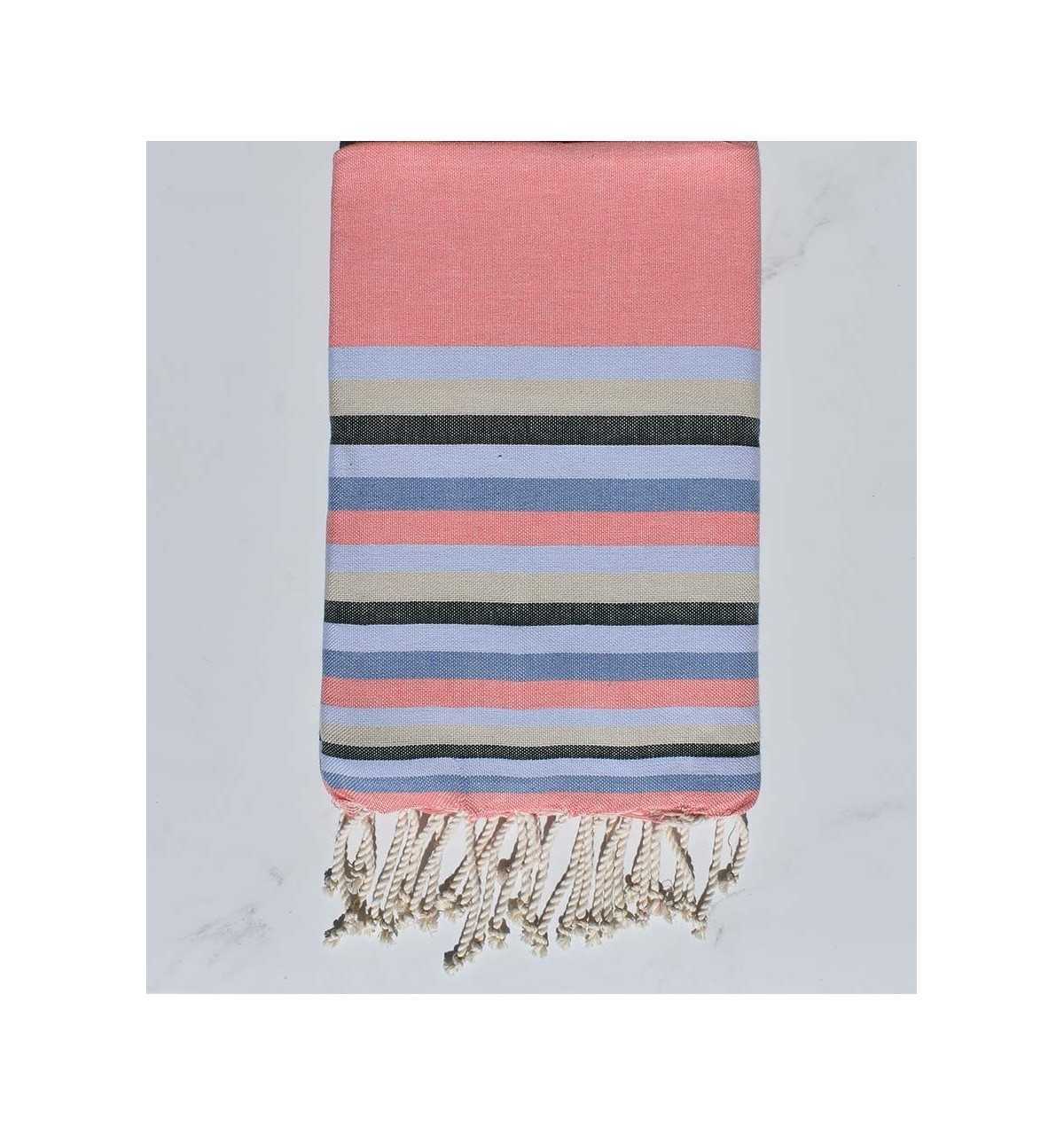 Telo mare rosa incarnadine , blu chiaro , Beige, blu azzurro e verde