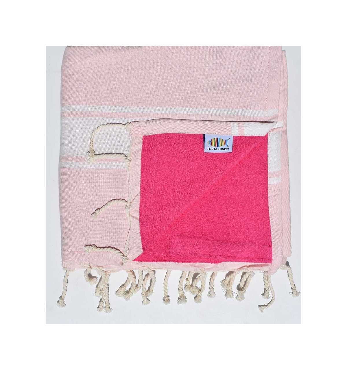 telo mare raddoppiato spugna rosa chiaro e rosa fucsia