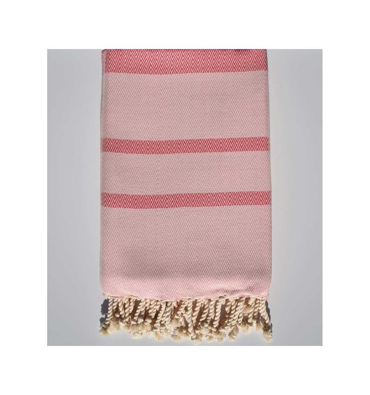 Telo mare rosa pastello e rosa 100x200 cm - 100 % Cotone - FOUTA TUNISIA